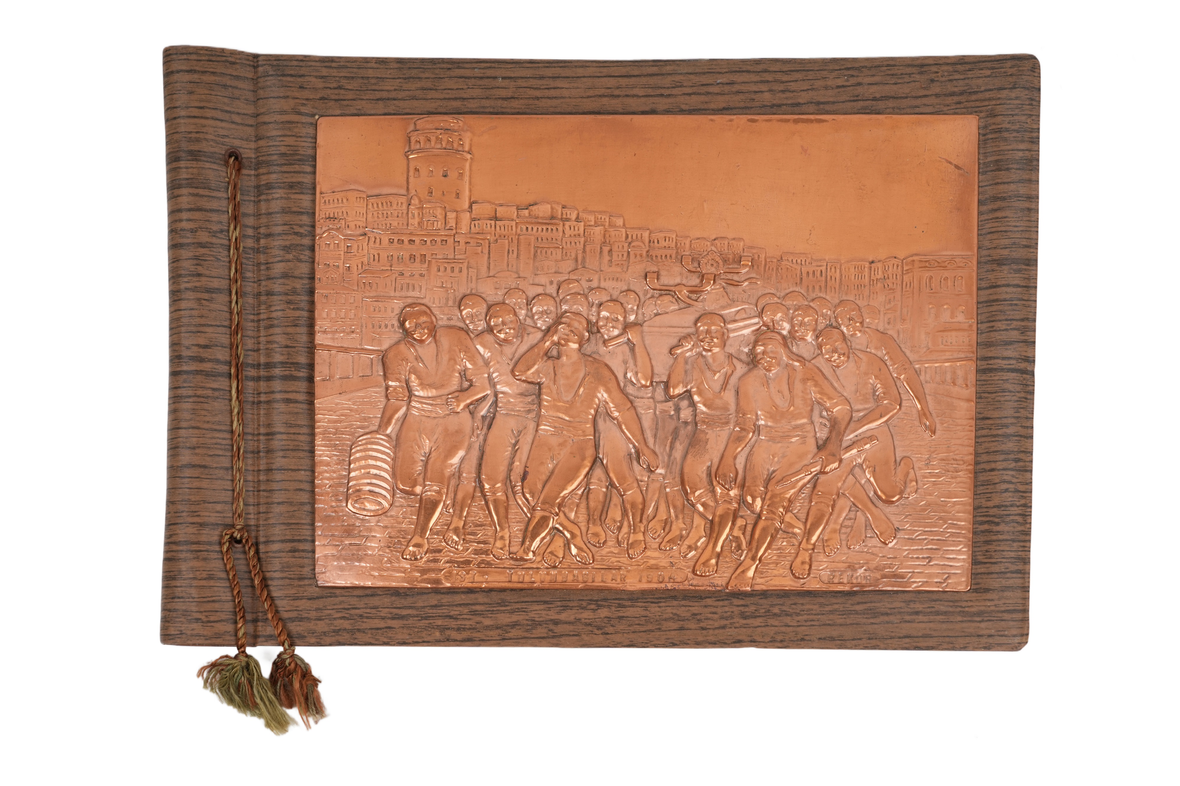 Lot 75 - A TURKISH PHOTO ALBUM WITH COPPER RELIEF